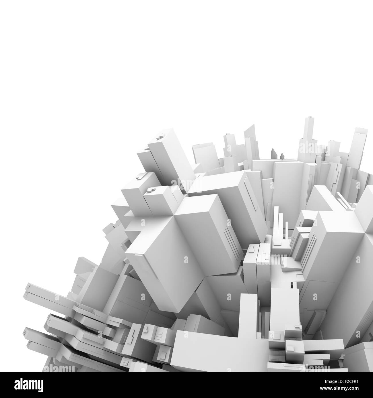 Abstract round digital object with chaotic surface made of boxes, 3d ...