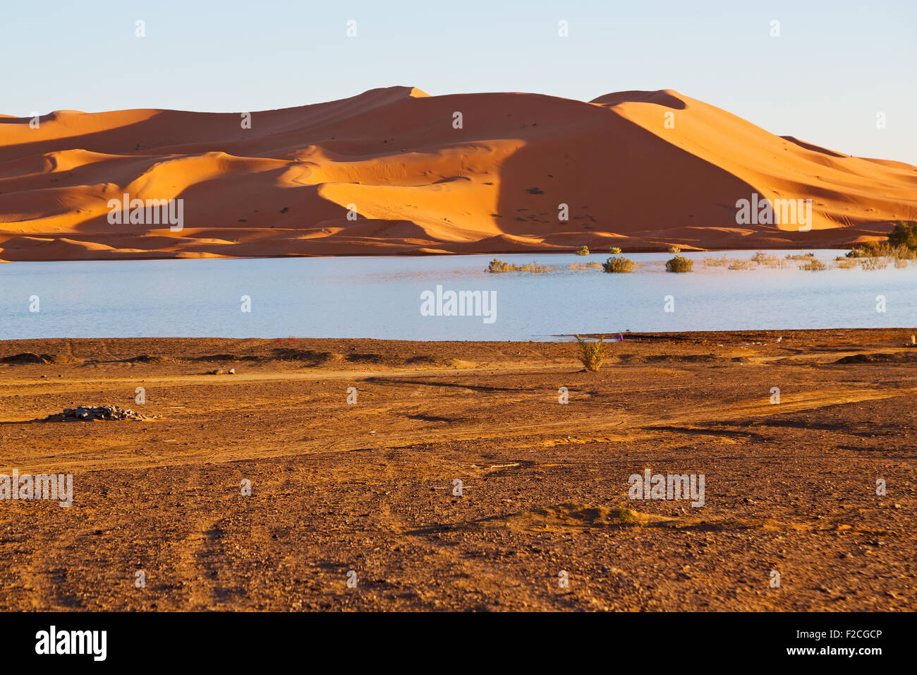 sunshine in the desert of morocco sand and lake dune Stock Photo - Alamy
