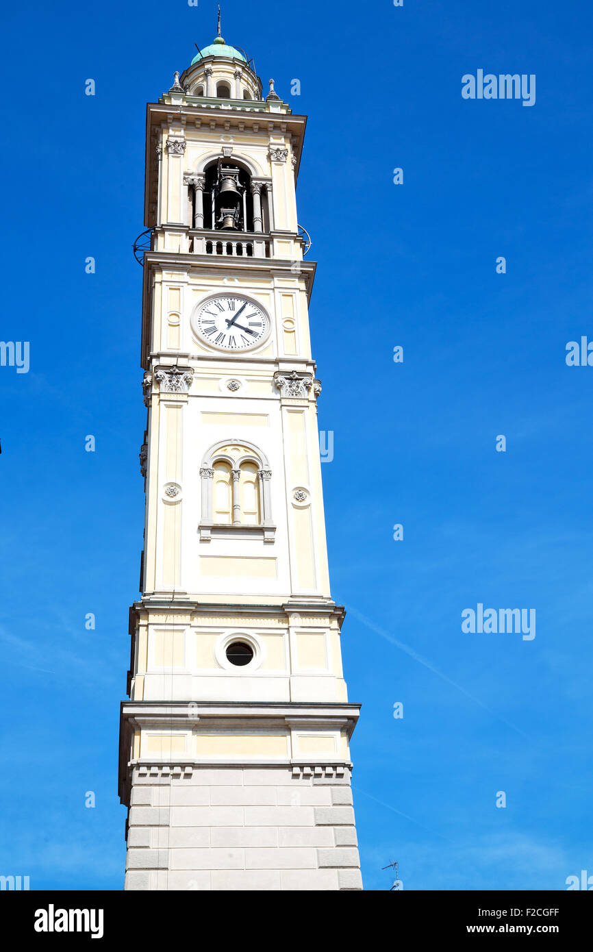 ancien clock tower in italy europe old stone and bell Stock Photo - Alamy