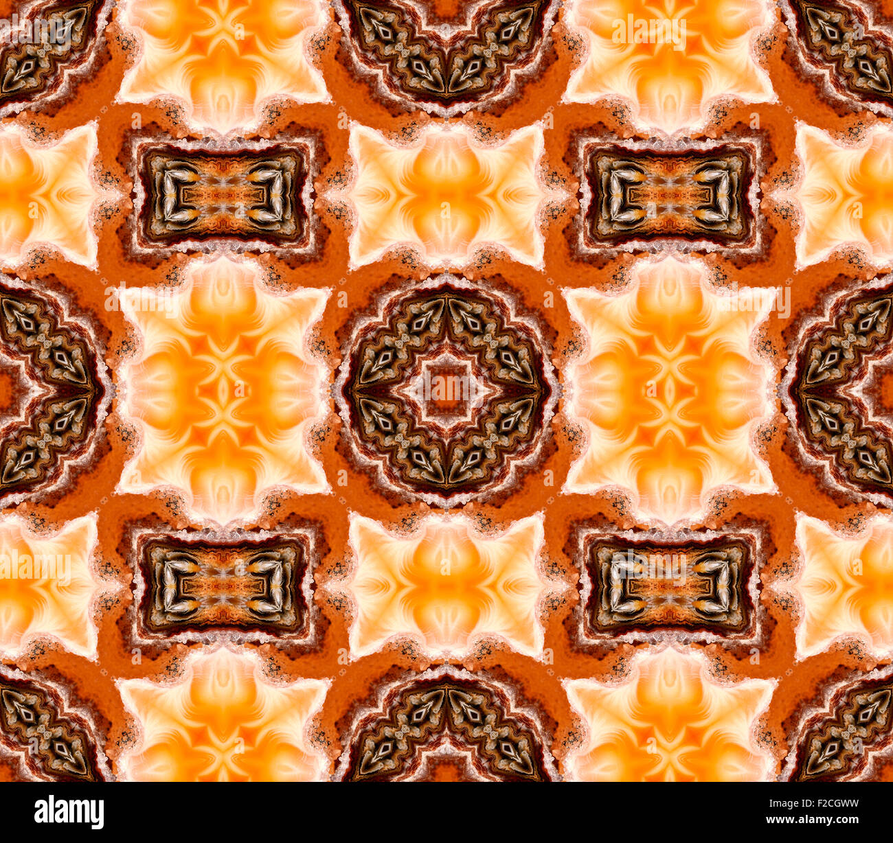 Repeated symmetrical pattern made from photo of a sliced open Agate ...