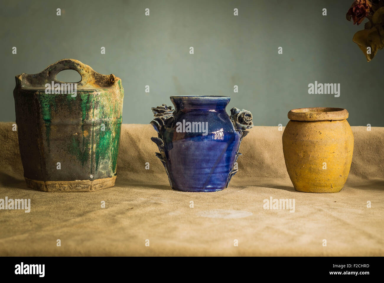 The oldest pottery placed on a table inside the room Stock Photo - Alamy