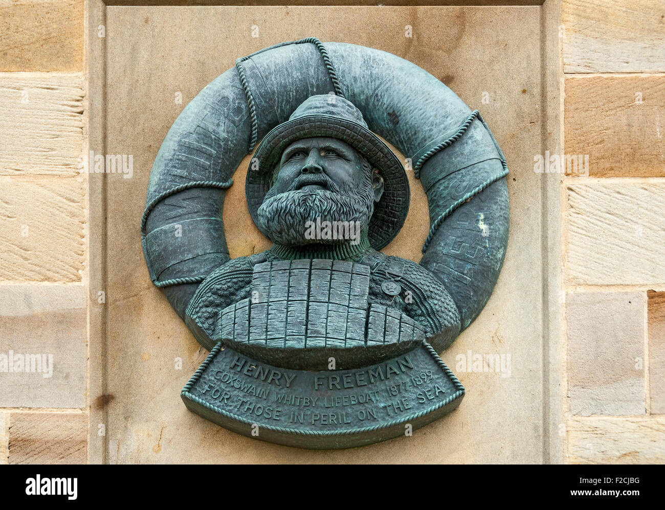 Bronze plaque of Henry Freeman on the wall of the Lifeboat Station ...