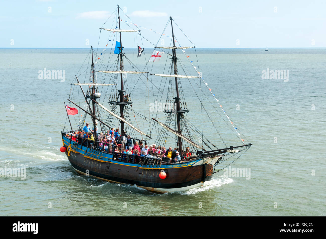 The Bark Endeavour, a scaled down replica of Captain Cook's ship of ...