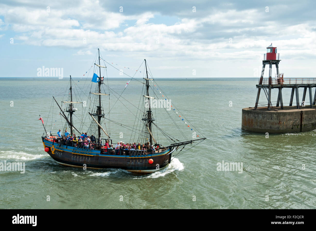 The Bark Endeavour, a scaled down replica of Captain Cook's ship of ...