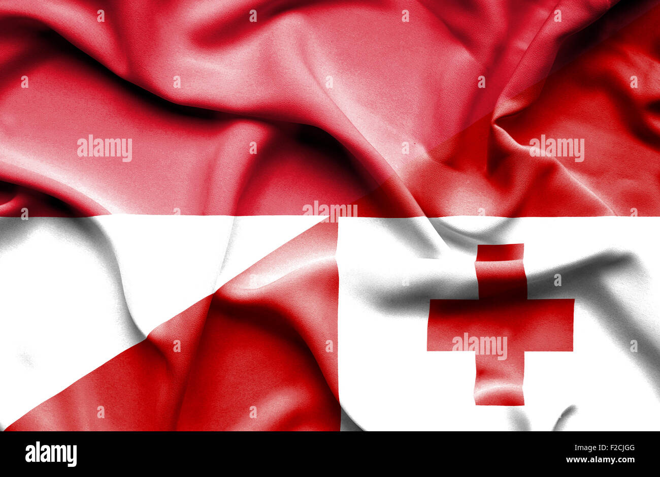 Waving flag of Tonga and Indonesia Stock Photo - Alamy