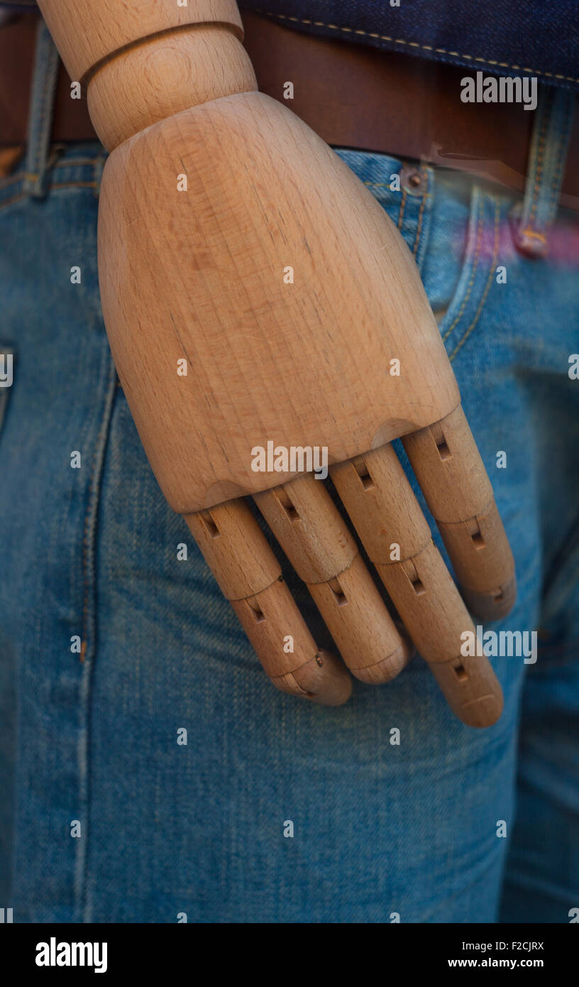 Close up of mannequin wooden hand Stock Photo - Alamy