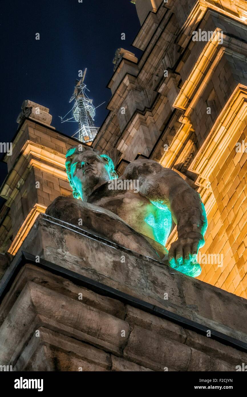 Russia, Moscow. Sculptures on Kudrinskaya Square Building Stock Photo ...