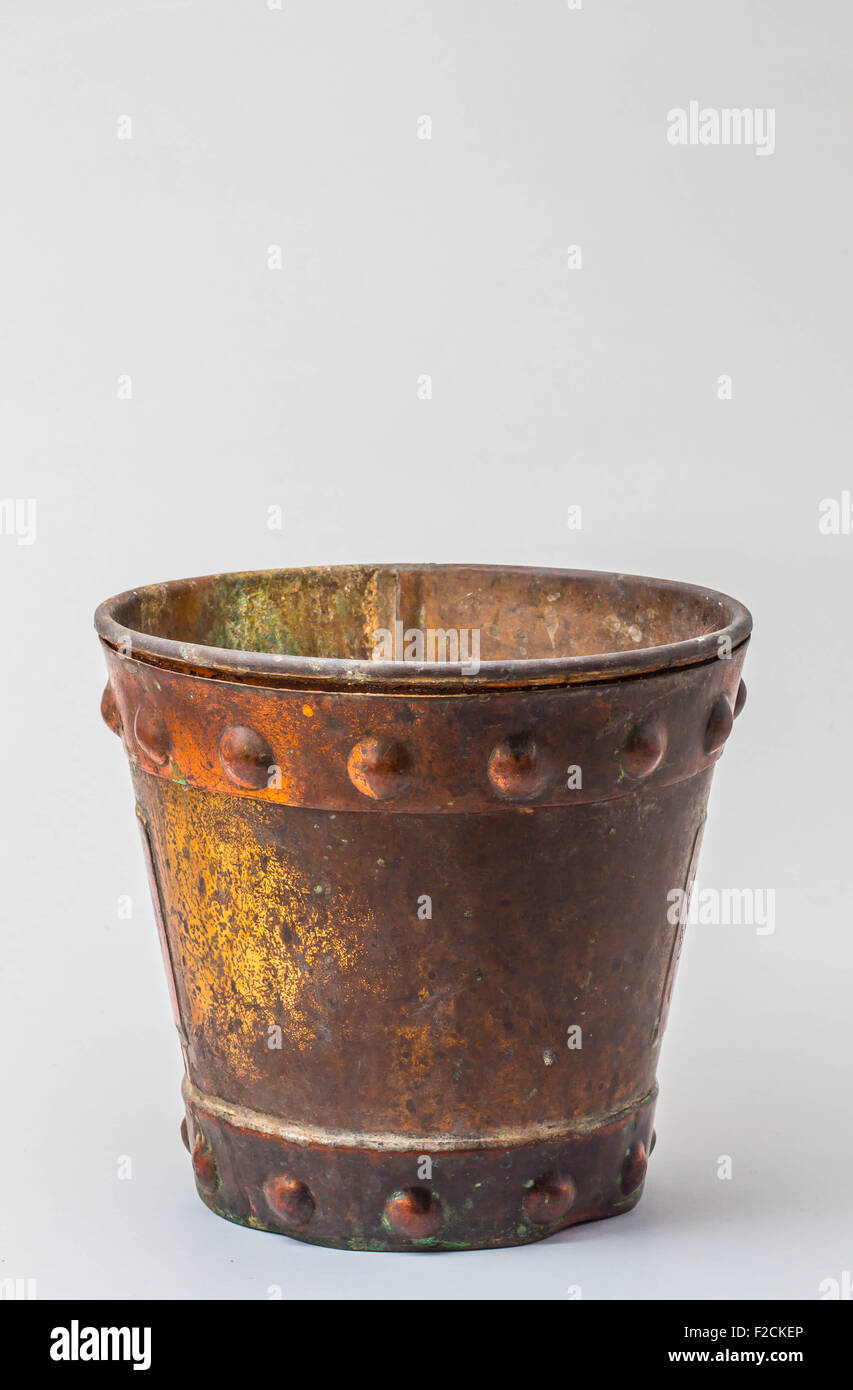 old metal bucket on white background Stock Photo - Alamy