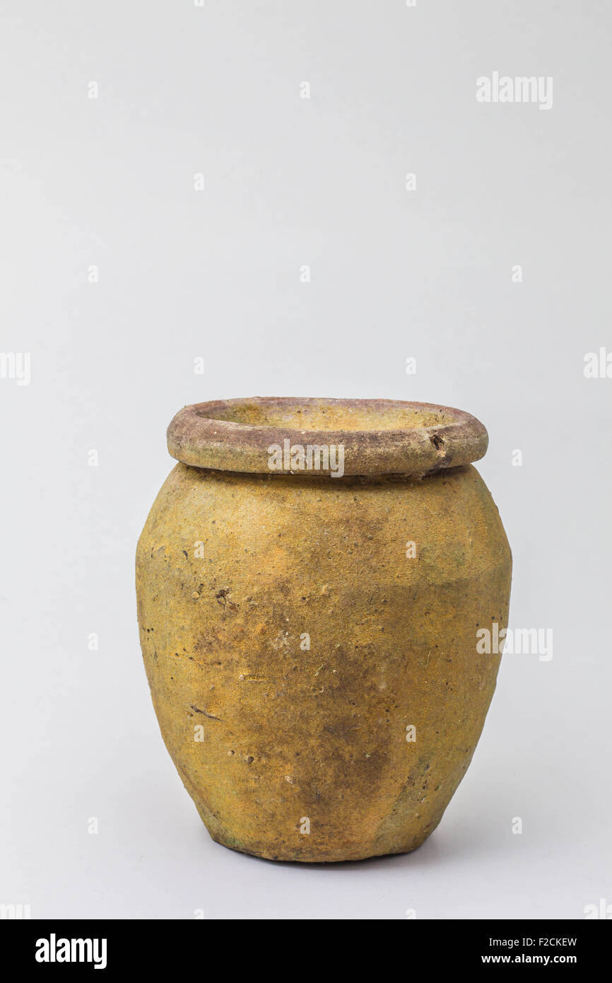 Old jars on a white background Stock Photo - Alamy