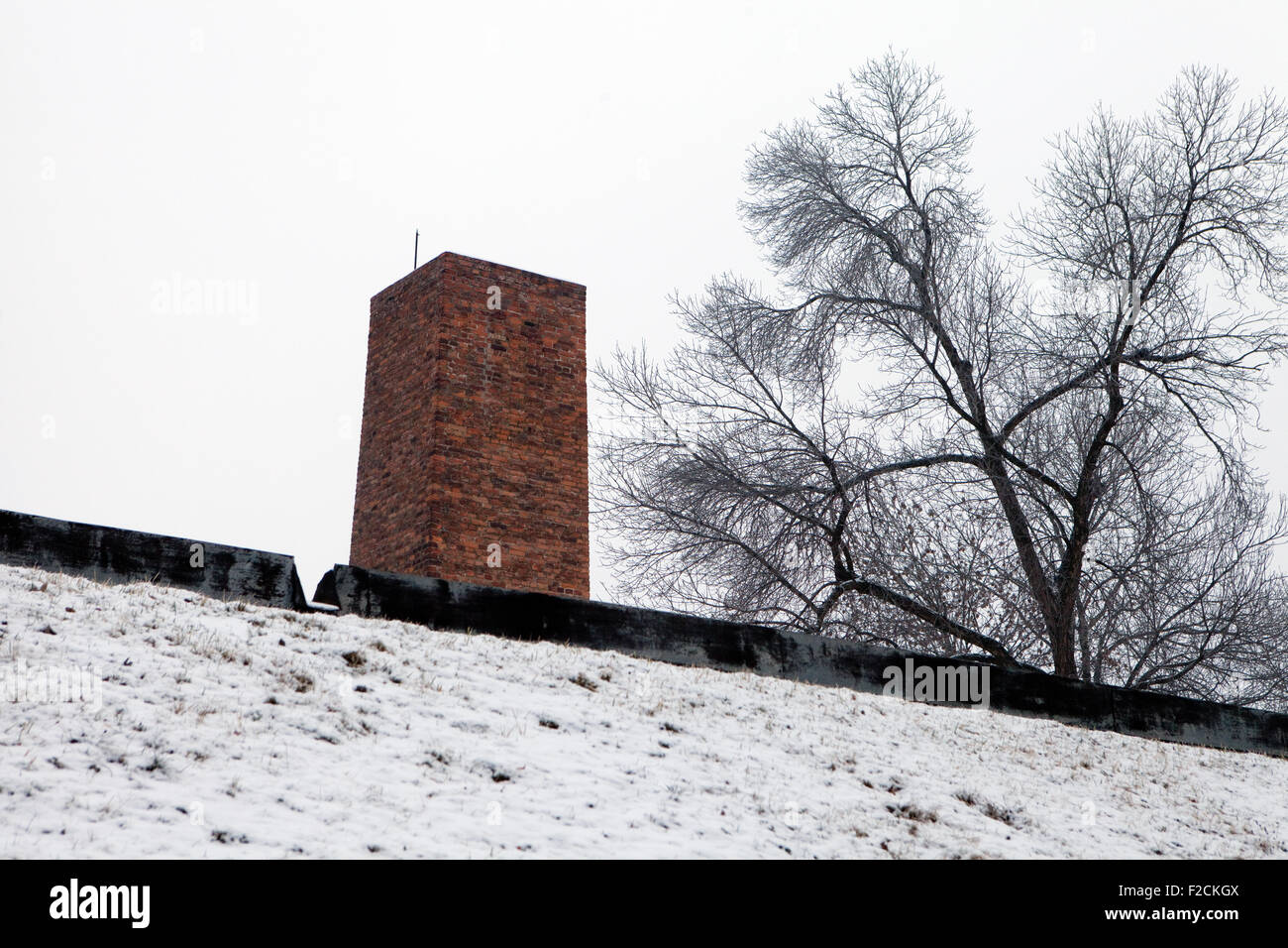 Chimney of crematorium Auschwitz I former concentration camp, Oświęcim ...