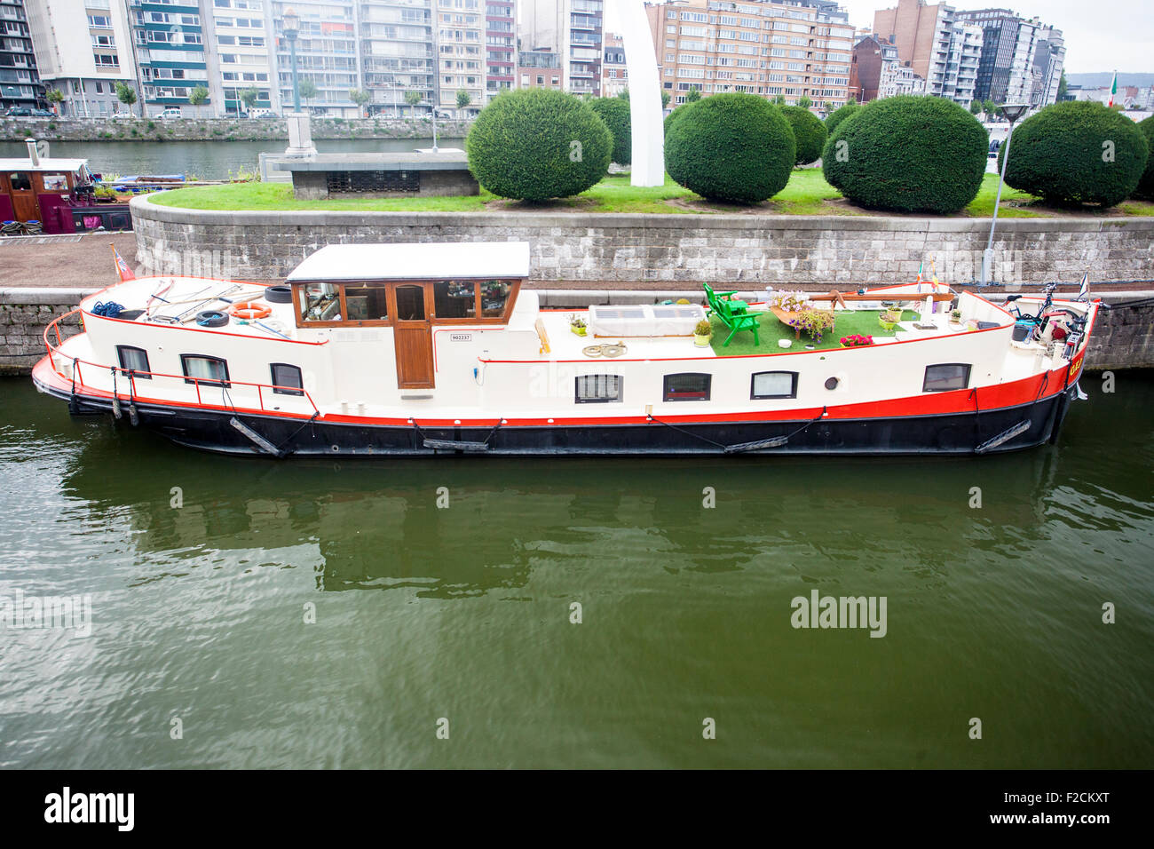 Dutch Barge Liege moored Stock Photo - Alamy