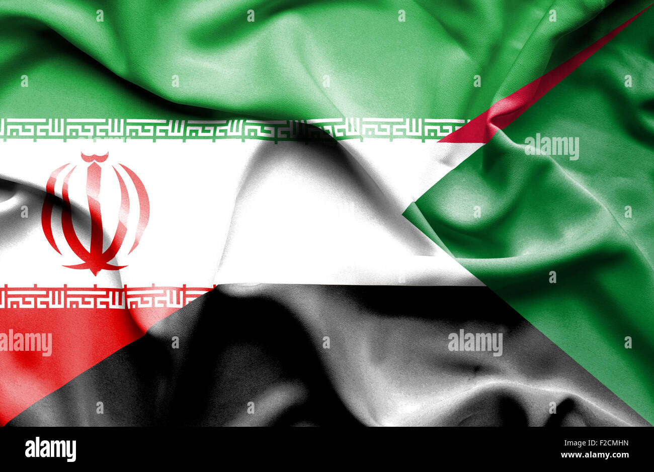 Waving flag of Sudan and Iran Stock Photo - Alamy