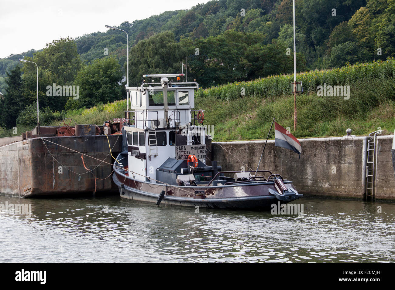 working barge in Belgium Stock Photo - Alamy