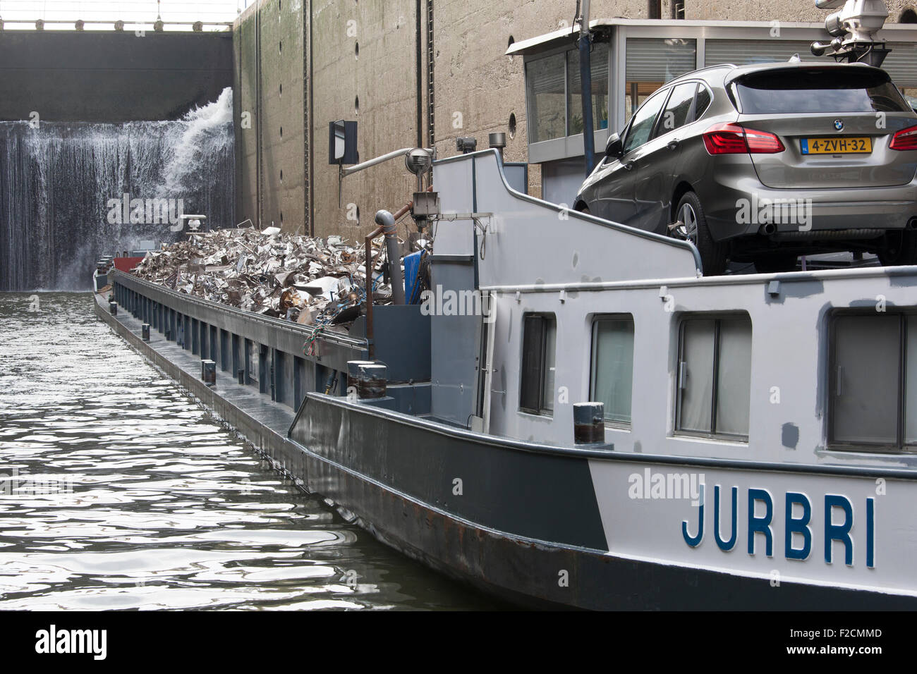 metal scrap on a barge in Belgium Stock Photo - Alamy