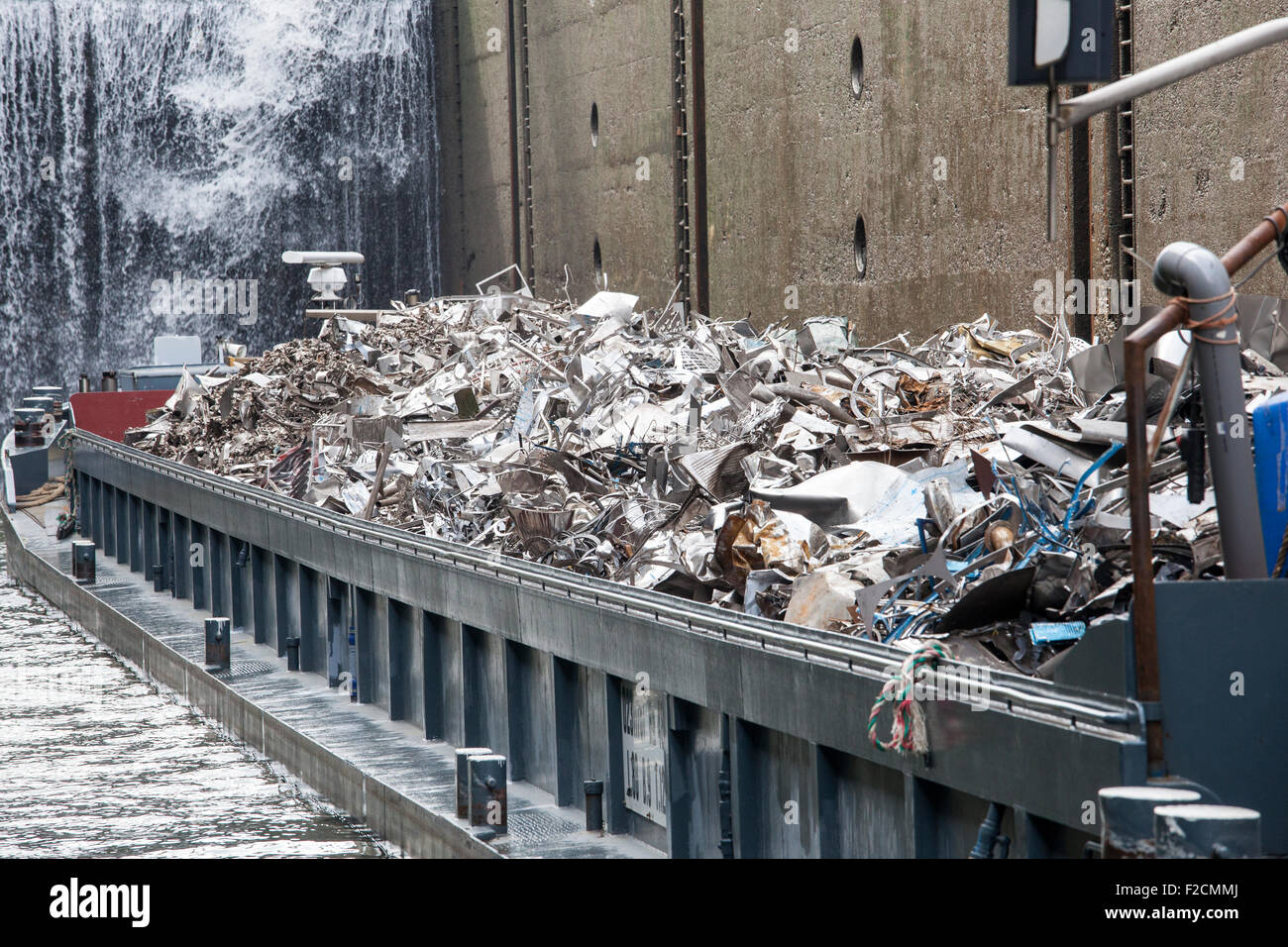 metal scrap on a barge in Belgium Stock Photo - Alamy