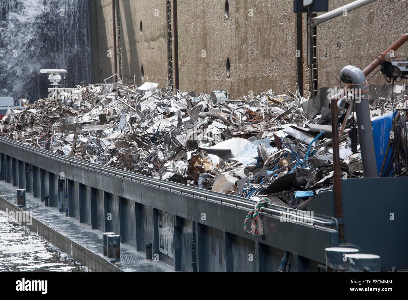 metal scrap on a barge in Belgium Stock Photo - Alamy