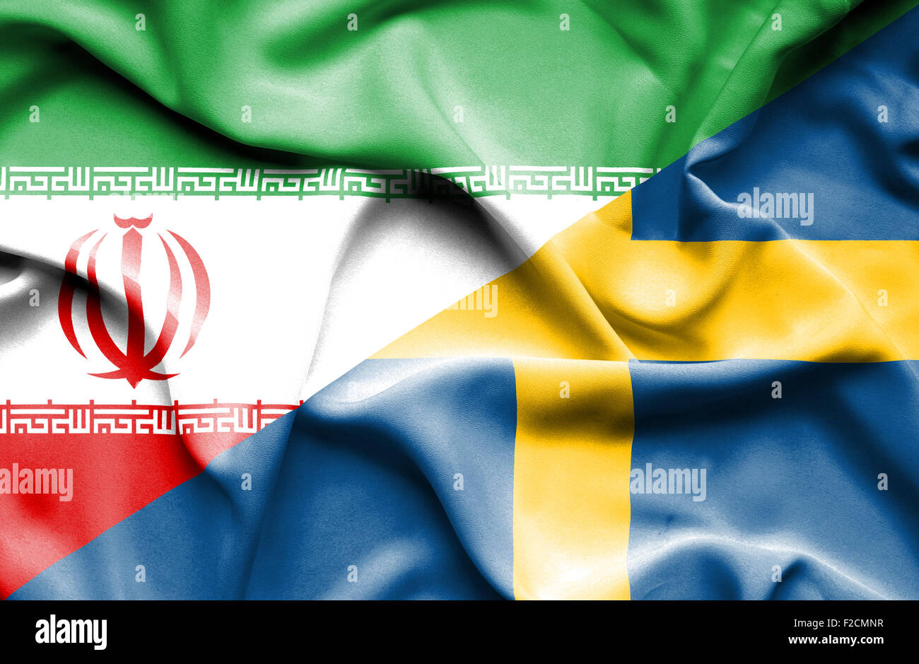 Waving flag of Sweden and Iran Stock Photo - Alamy