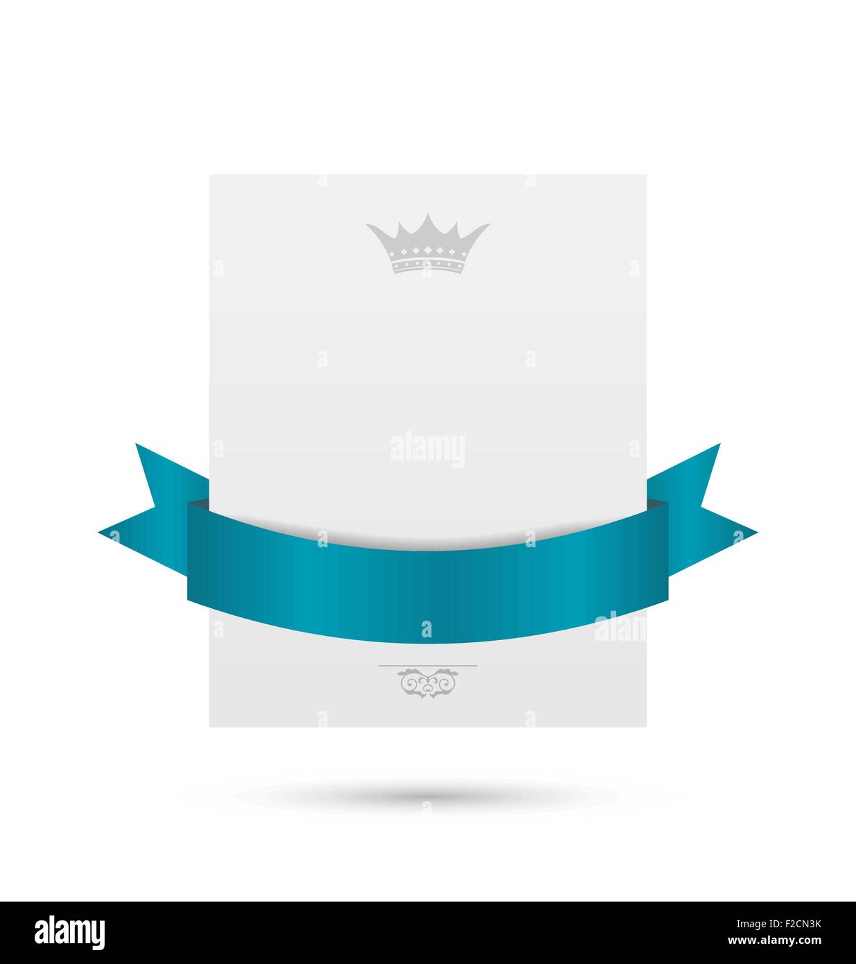 Celebration card with blue ribbon isolated on white background Stock ...