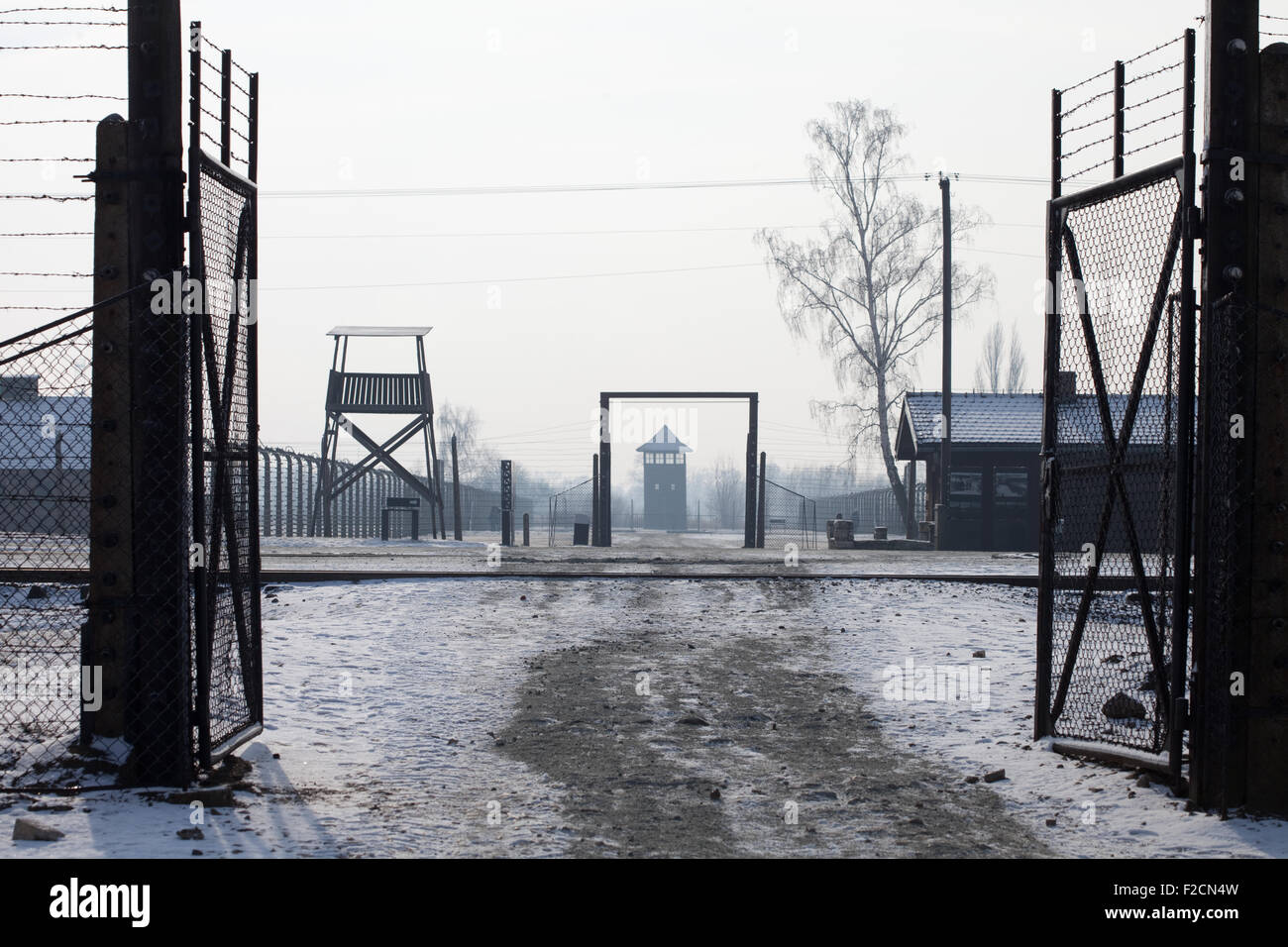Guard post at Auschwitz-Birkenau II former concentration camp, Oświęcim ...