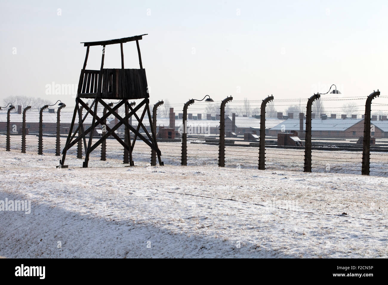 Guard post at Auschwitz-Birkenau II former concentration camp, Oświęcim ...