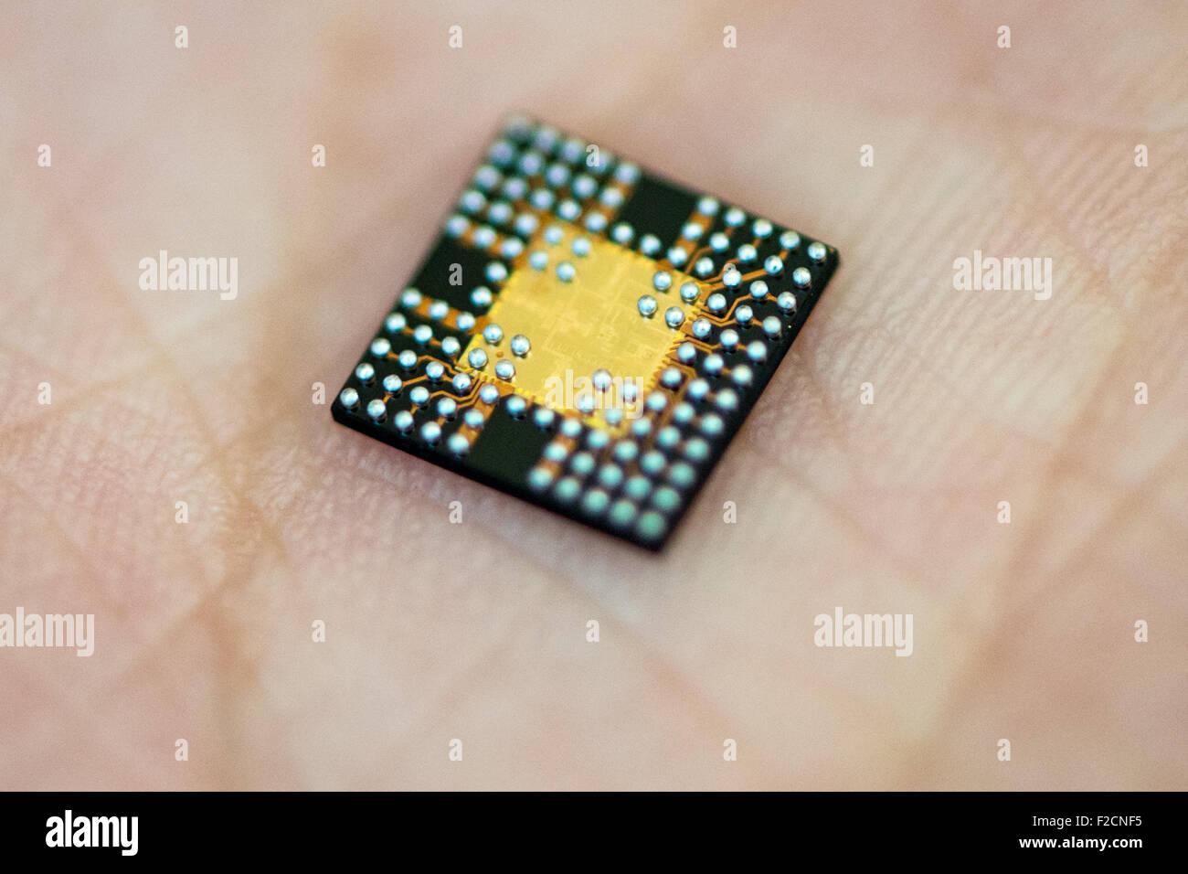 A woman holds the piece of technology from the team "Neue ...