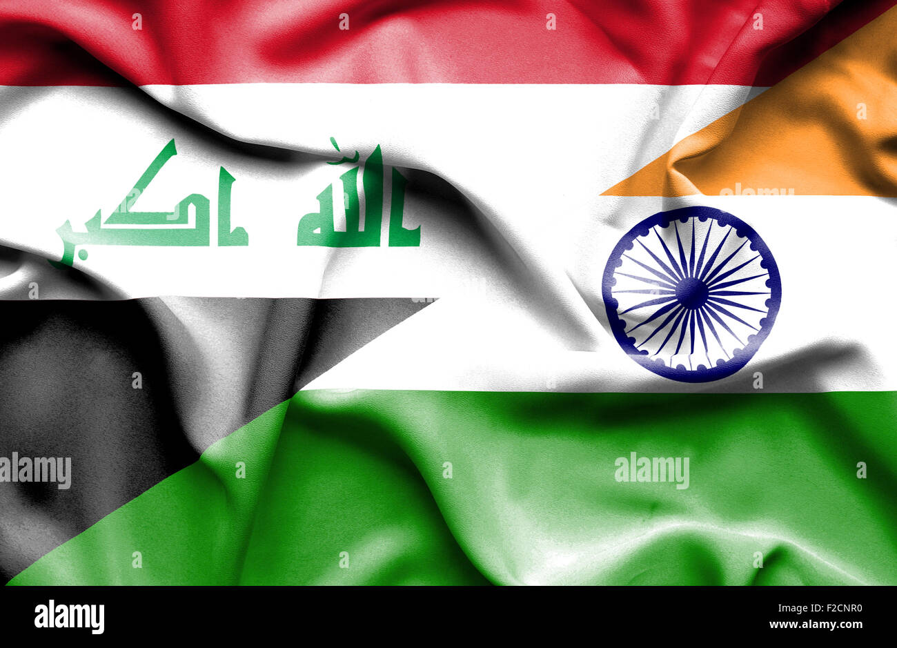 Waving flag of India and Iraq Stock Photo - Alamy