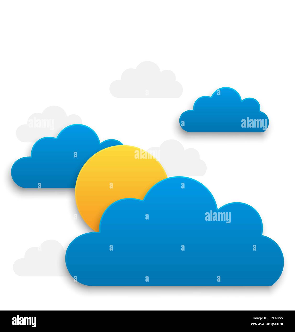 Paper sun with clouds, abstract summer background Stock Vector Image ...