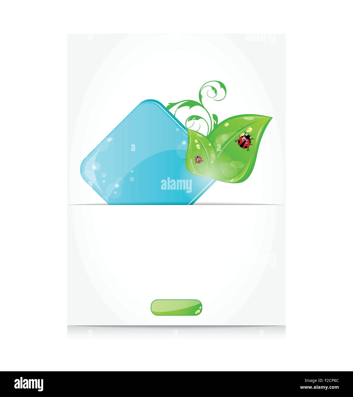 Beautiful icon with green leaves and ladybugs Stock Vector Image & Art ...