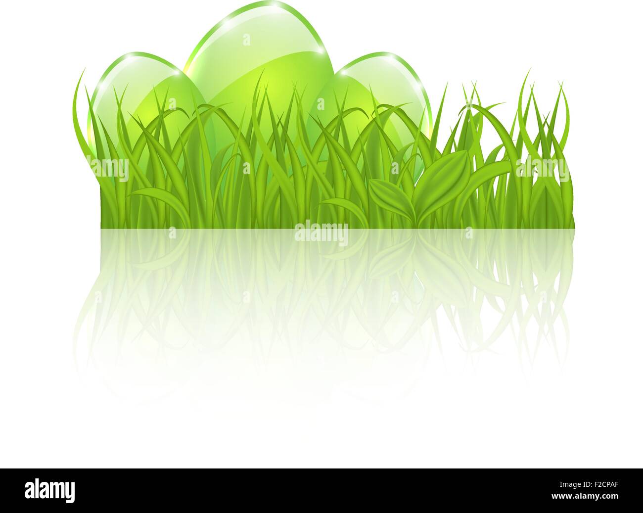 Easter set eggs in green grass isolated on white background Stock ...