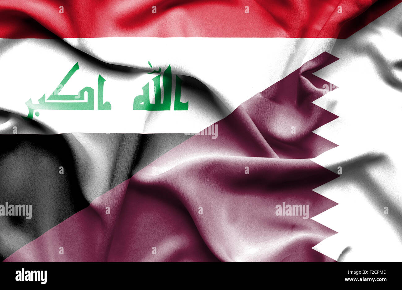 Waving flag of Qatar and Iraq Stock Photo - Alamy