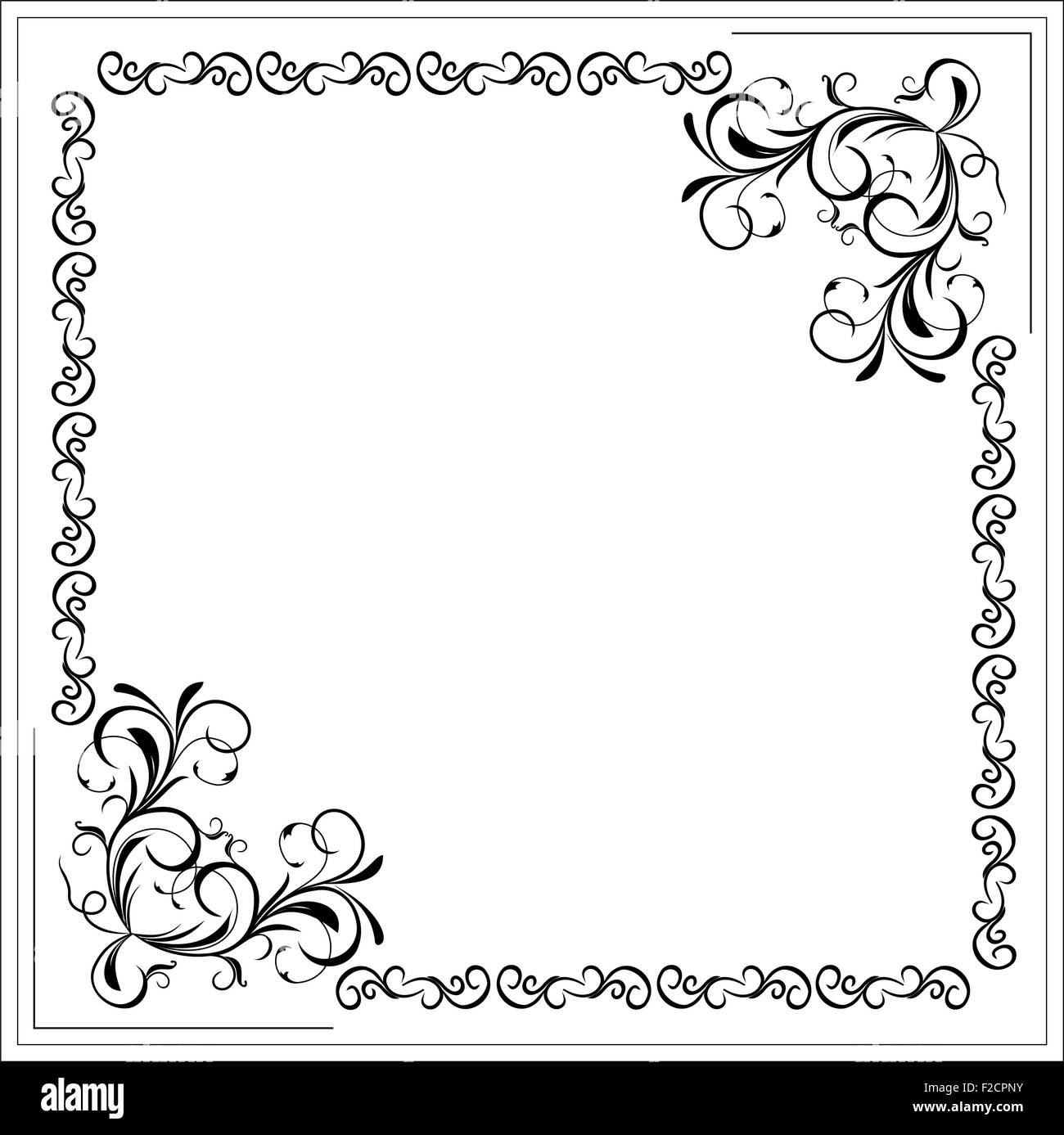 Vector floral frame cute Black and White Stock Photos & Images - Alamy