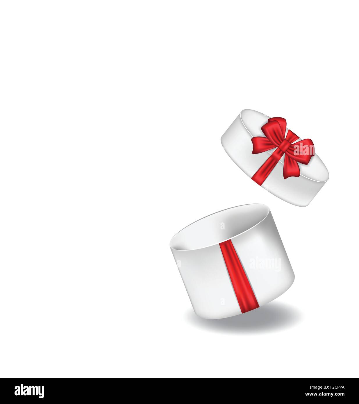 Open gift box with red bow isolated on white background Stock Vector ...