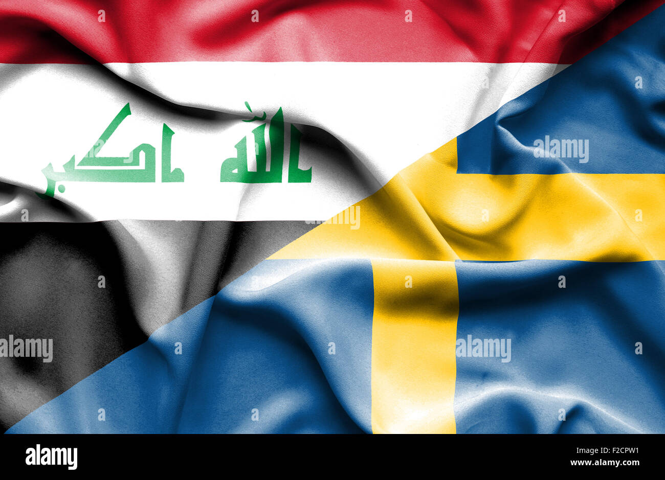 Waving flag of Sweden and Iraq Stock Photo - Alamy