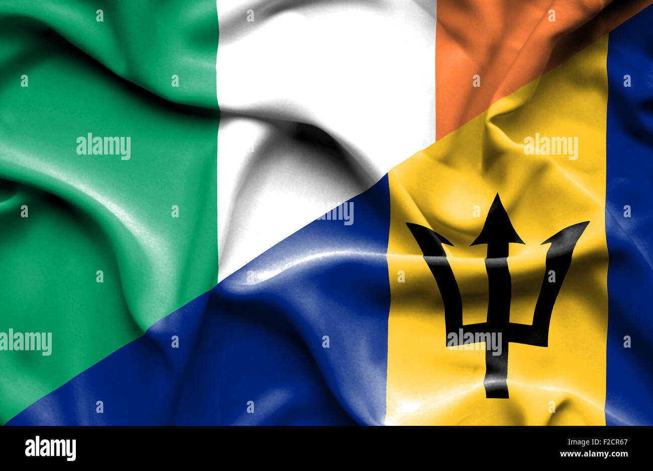 Waving flag of Barbados and Ireland Stock Photo - Alamy