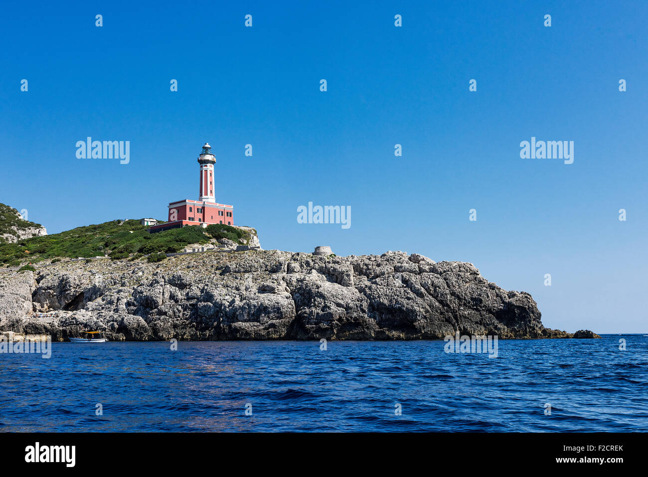 Lighthouse at Punta Carena, Capri Island, Province of Naples, Campania ...