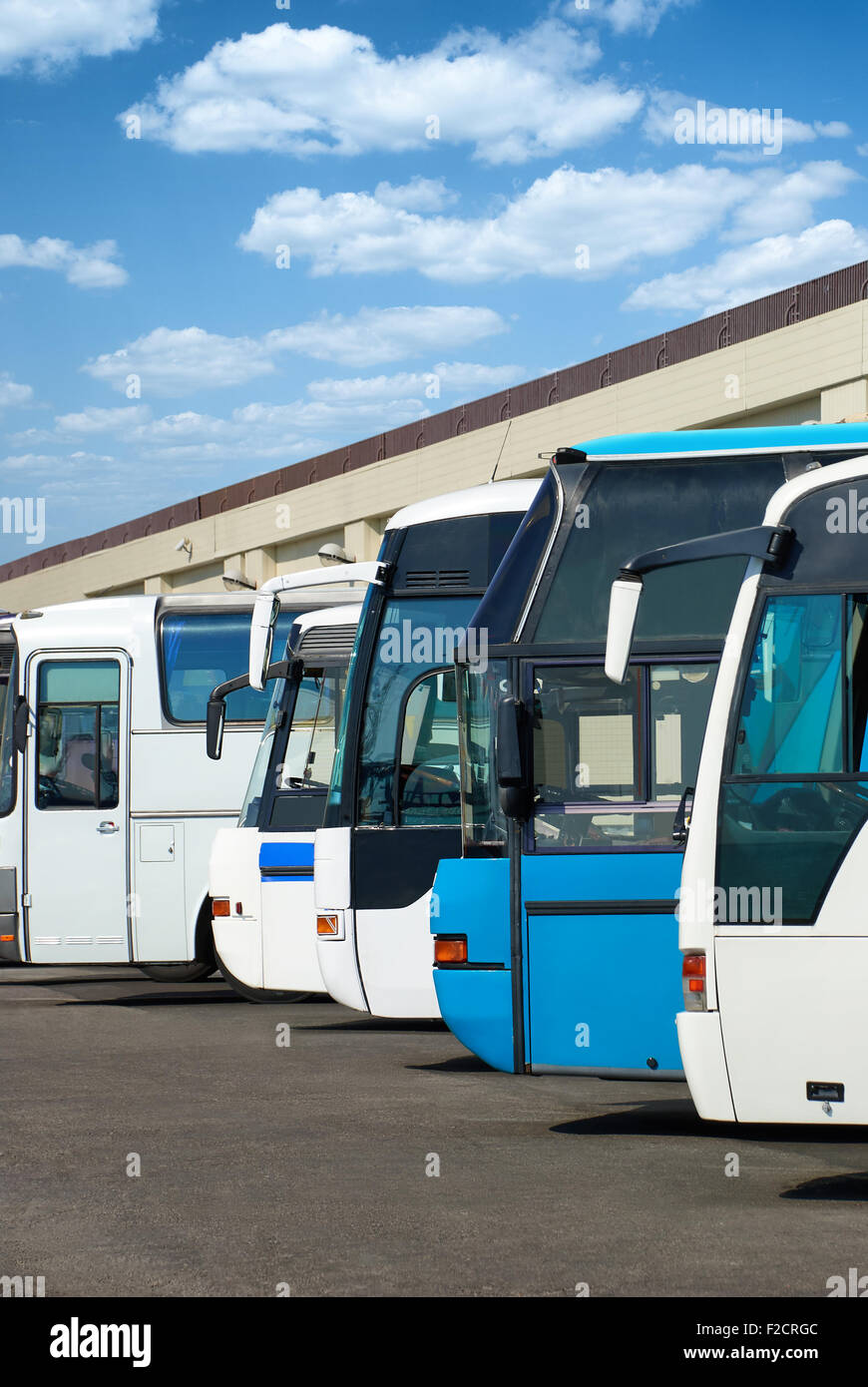 the bus station with autobus Stock Photo - Alamy