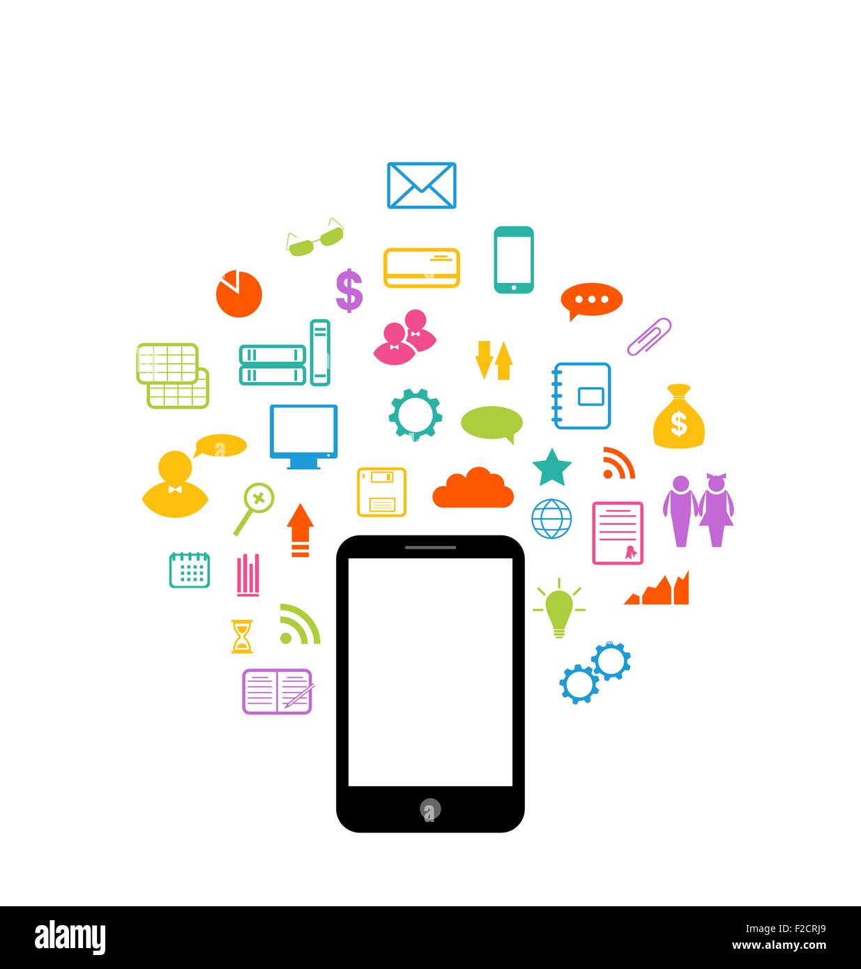 Virtual world with smartphone, set infographic element Stock Vector ...