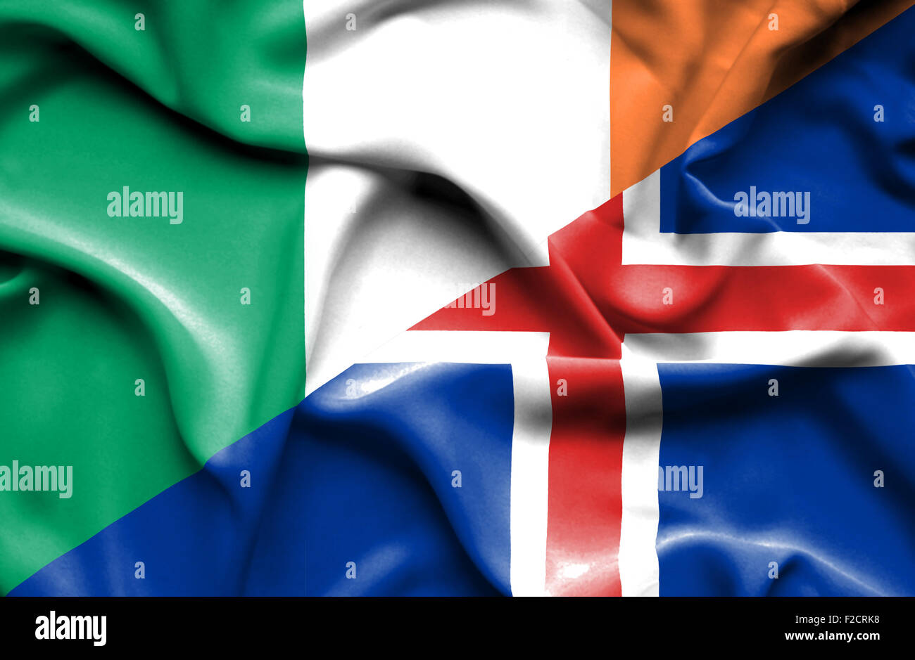 Waving flag of Iceland and Ireland Stock Photo - Alamy