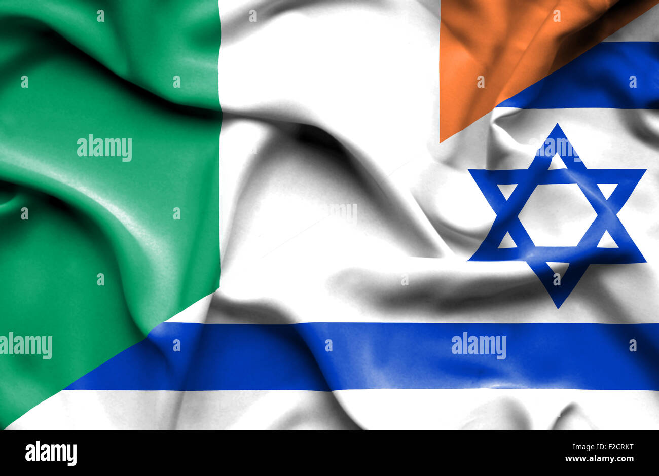 Waving flag of Israel and Ireland Stock Photo - Alamy