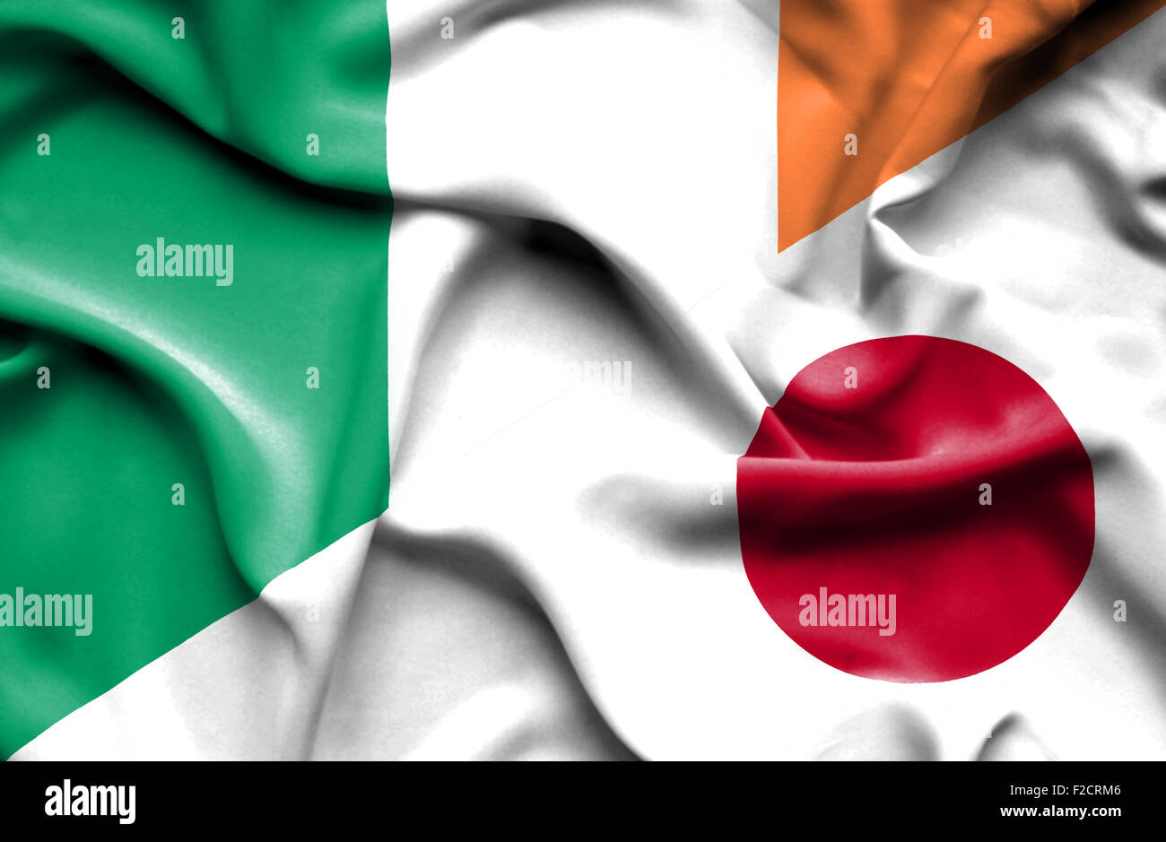 Waving flag of Japan and Ireland Stock Photo - Alamy