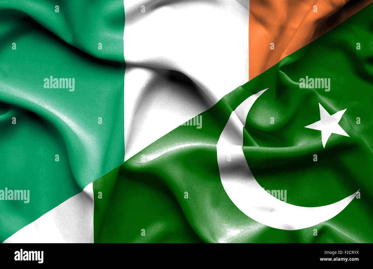 Waving flag of Pakistan and Ireland Stock Photo - Alamy