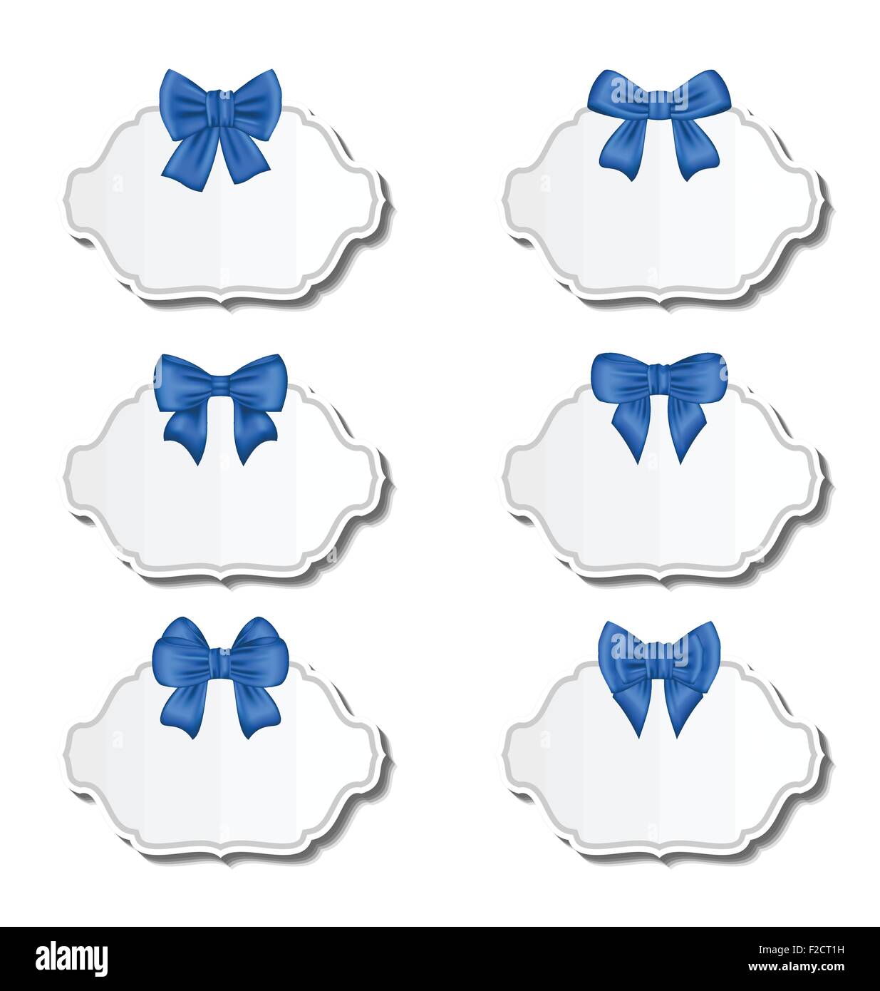 Collection beautiful labels with blue gift bows Stock Vector Image ...