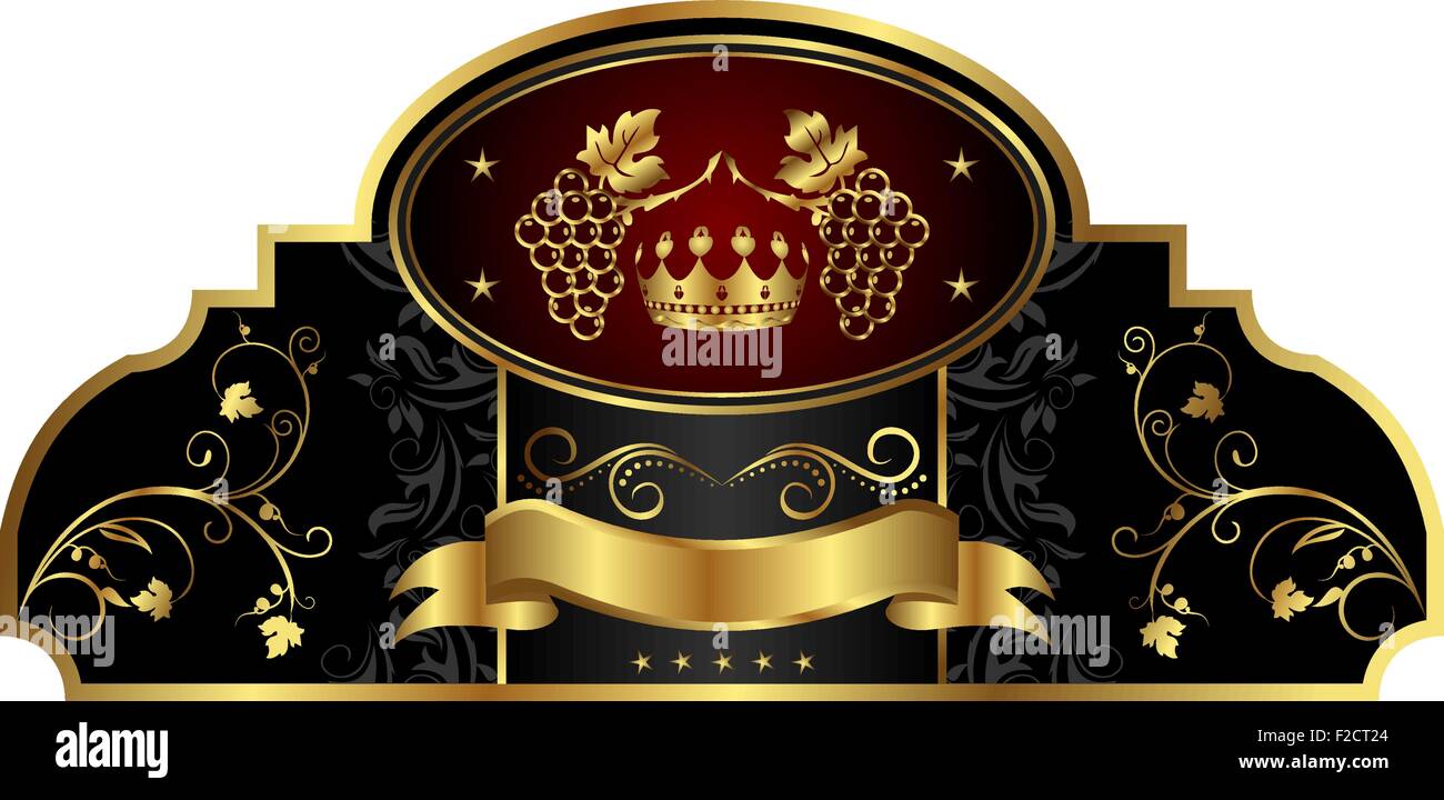 decorative gold frame label with grapevine Stock Vector Image & Art - Alamy