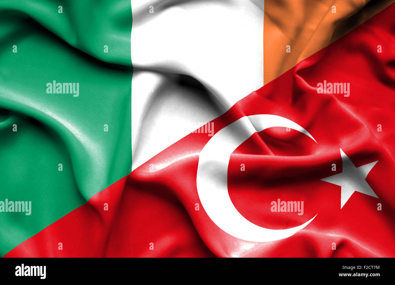 Waving flag of Turkey and Ireland Stock Photo - Alamy