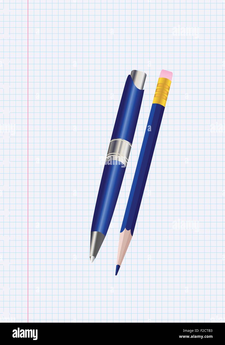 Pen and pencil on a sheet Stock Vector Image & Art - Alamy