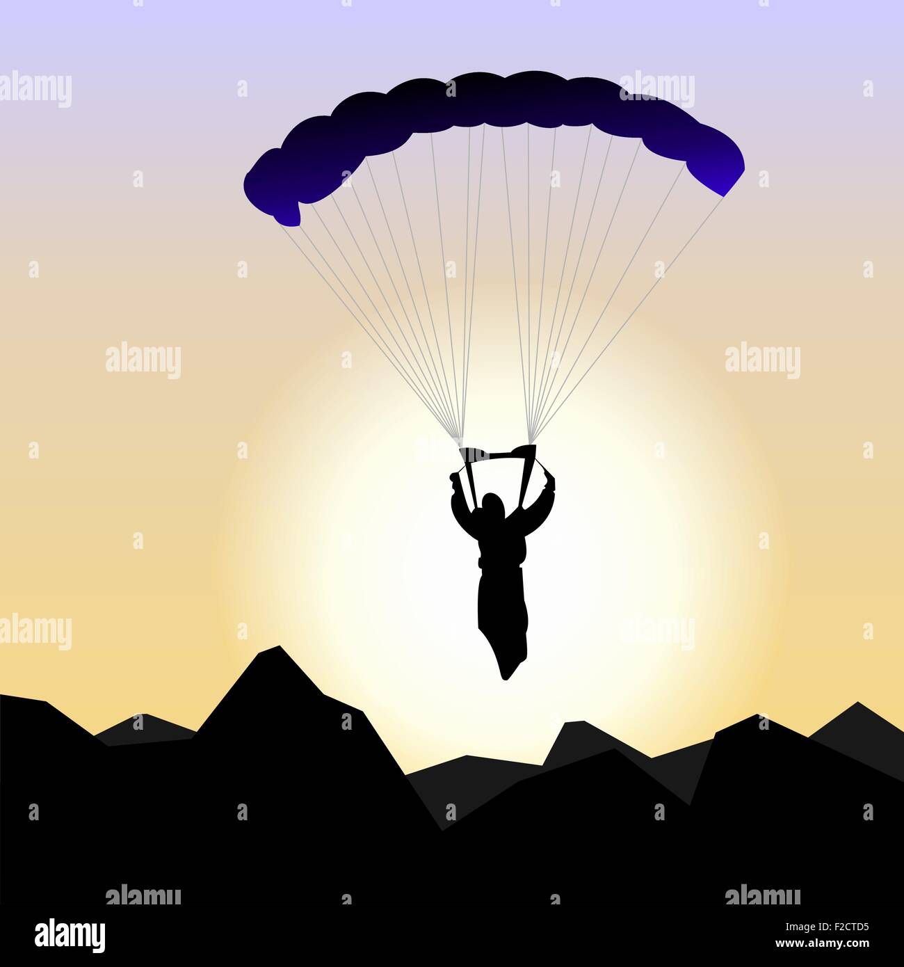 Realistic illustration parachutist of sunrise Stock Vector Image & Art ...