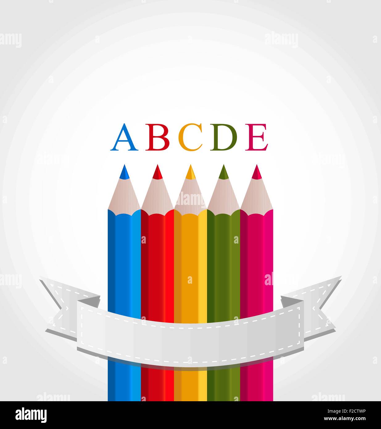 Colorful pencils with ribbon, on white background Stock Vector Image ...