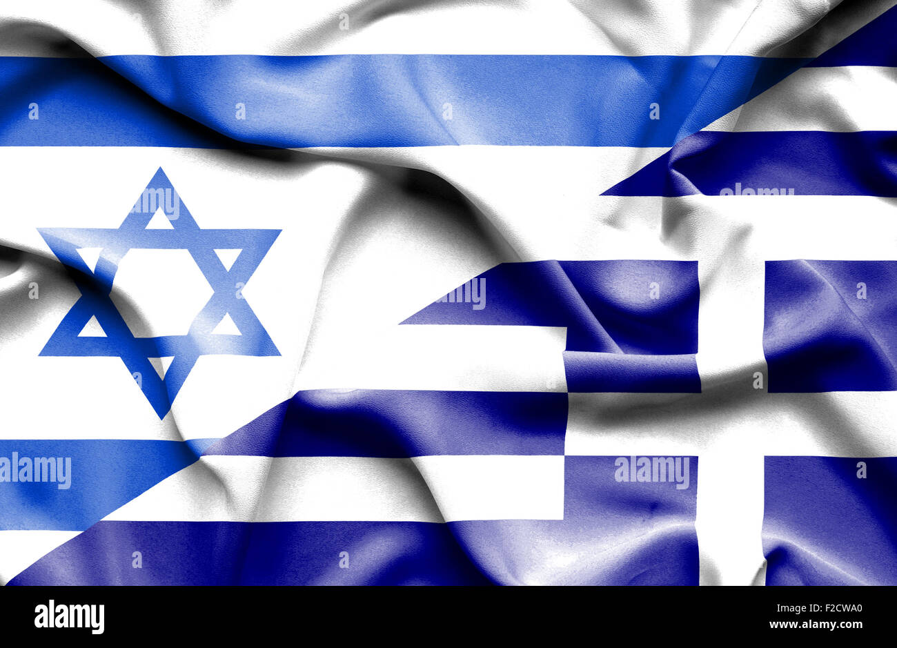 Waving flag of Greece and Israel Stock Photo - Alamy