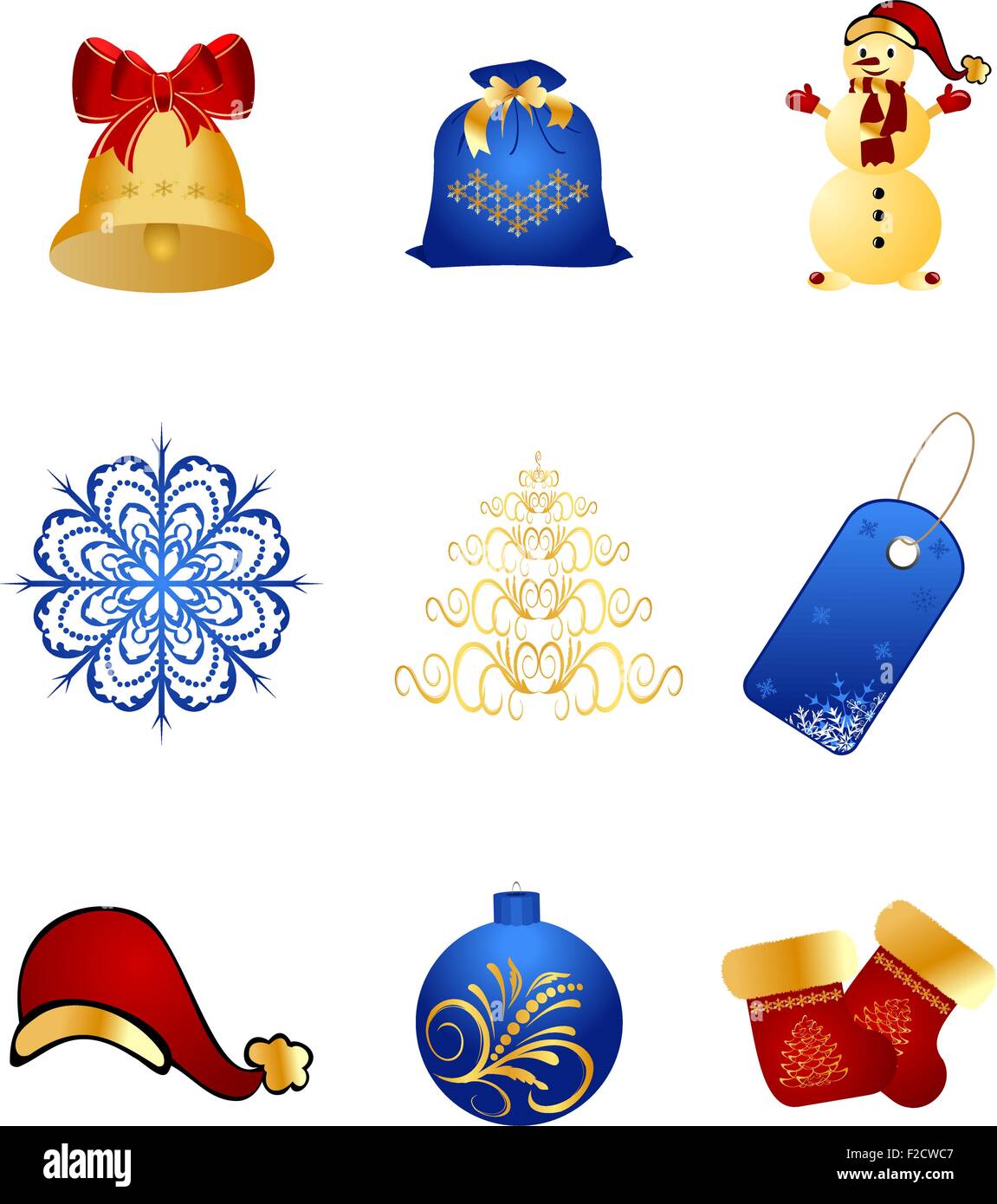 Set New Year's, christmas symbols and elements Stock Vector Image & Art ...