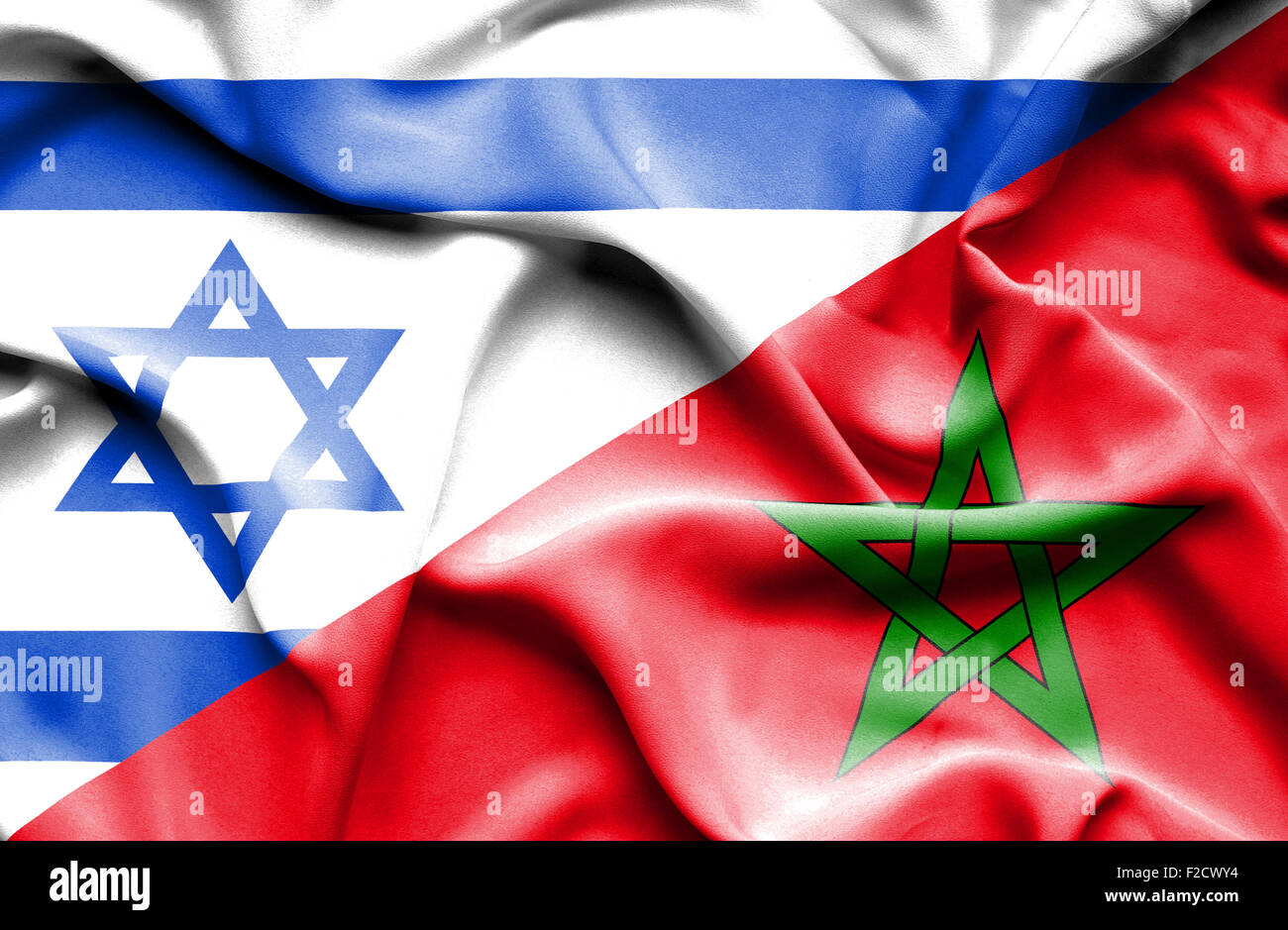 Waving flag of Morocco and Israel Stock Photo - Alamy